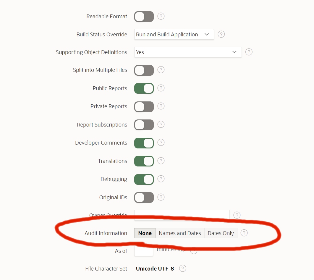 SqlCLI Apex Export not included Application Audit Informatio... - Ask TOM